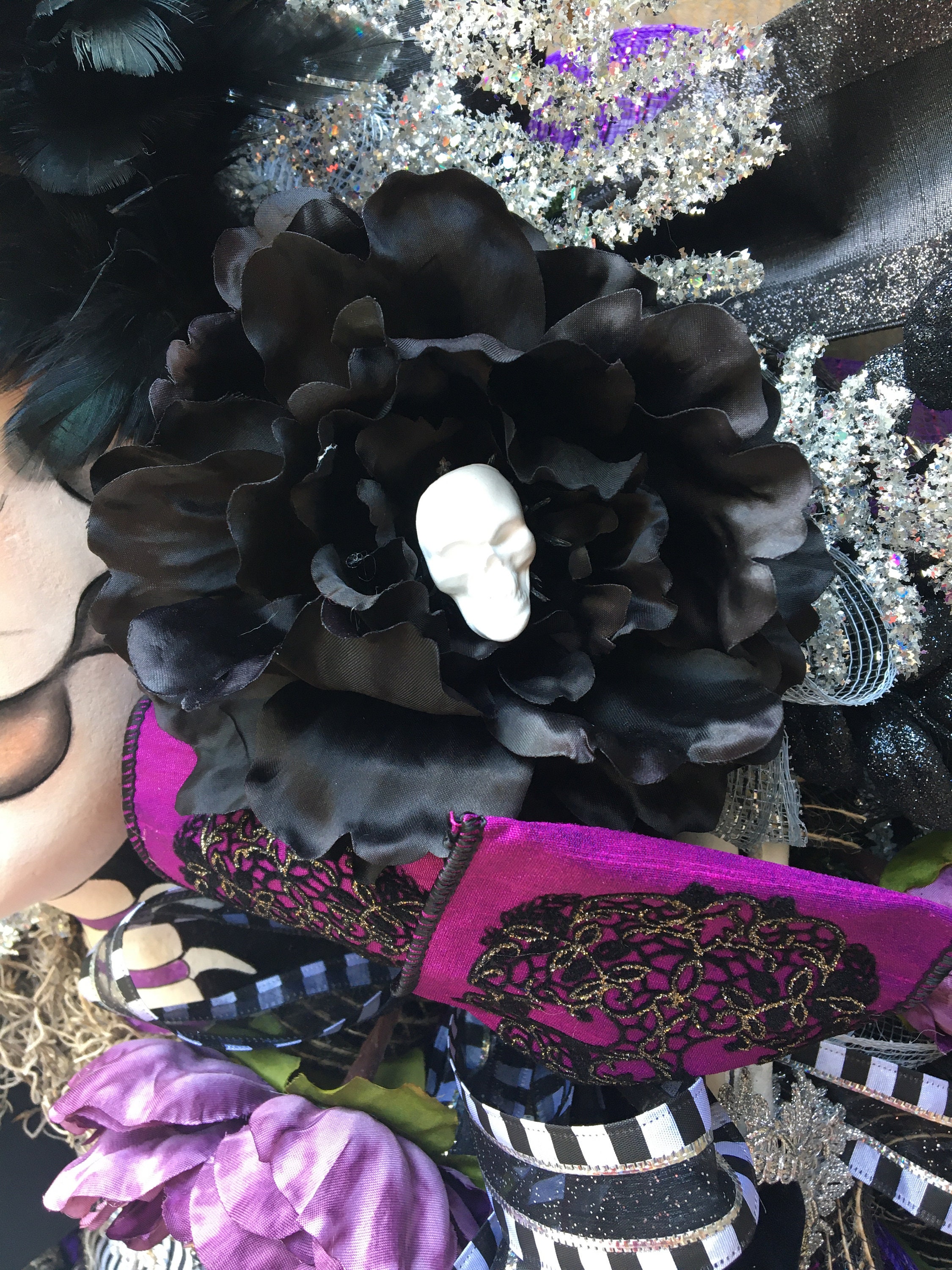 Skeleton Wreath,Halloween Wreath,Spooky Wreath, Large Halloween Wreath ...