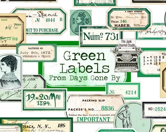 Vintage Labels Volume 2 Digital, Distressed Numbers, Labels, Ephemera ...
