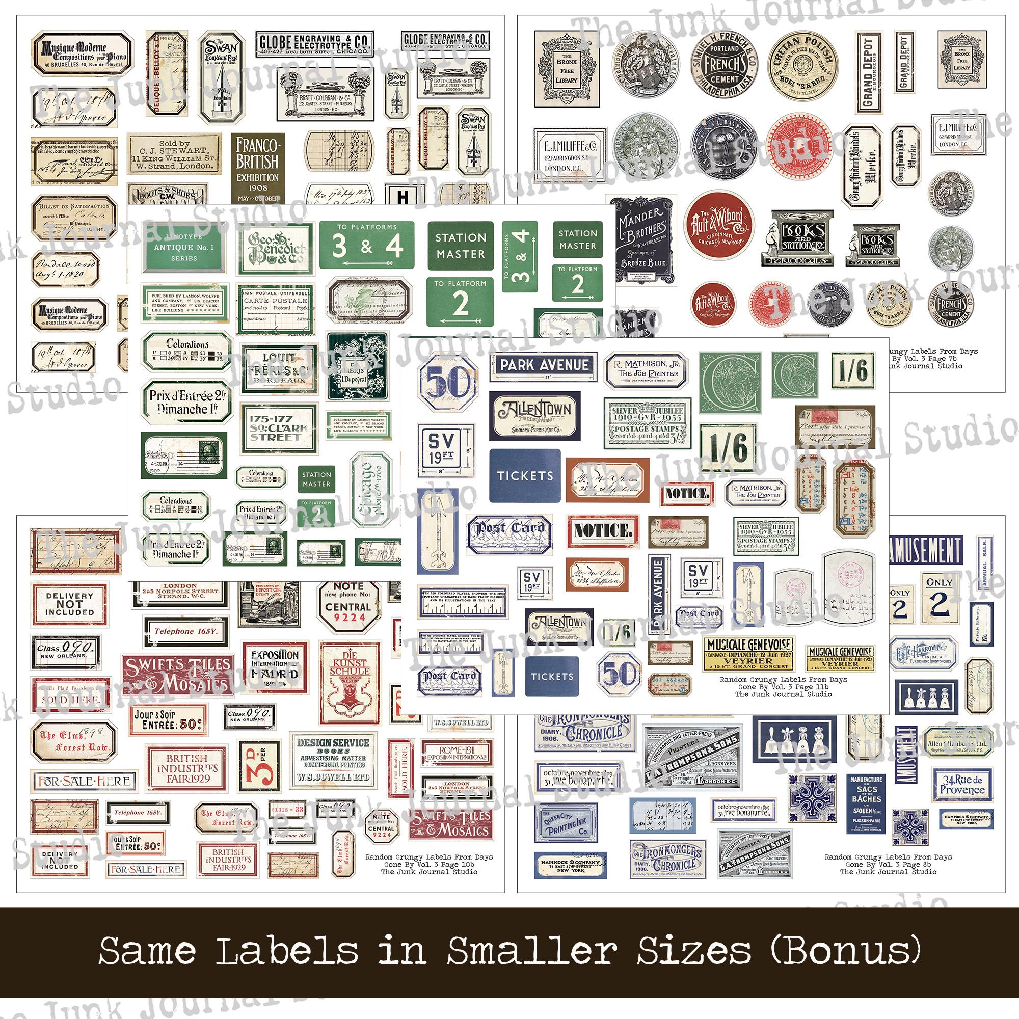Random Gungy Vintage Labels Digital, Distressed Numbers, 22 Pg Labels ...