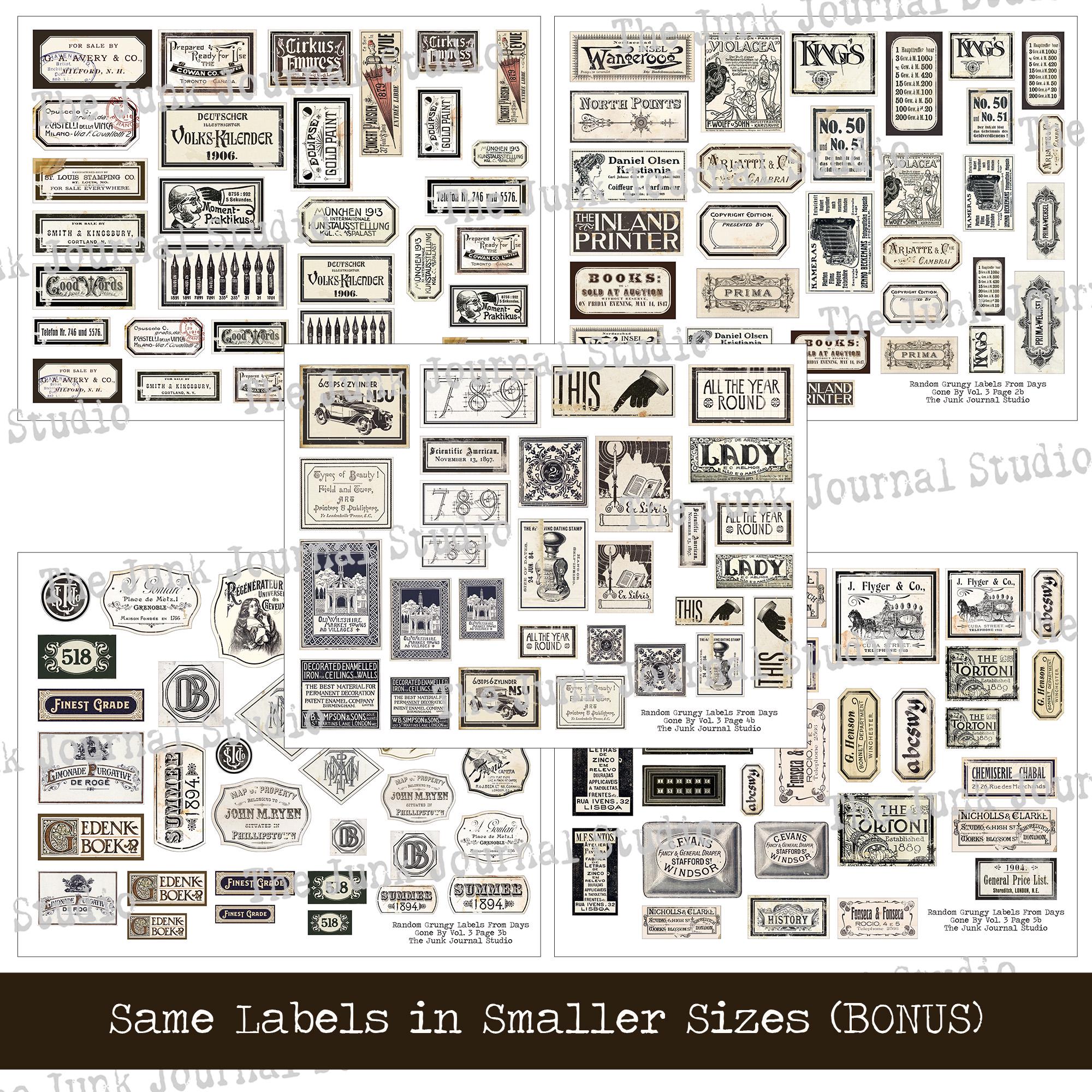 Random Gungy Vintage Labels Digital, Distressed Numbers, 22 Pg Labels ...