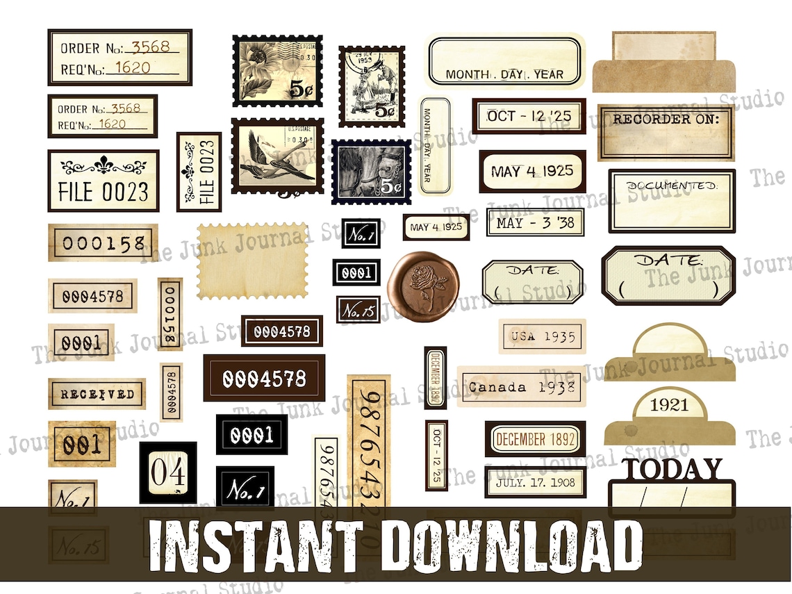 Distressed Numbers Labels Tickets Tags Flashcards - Etsy