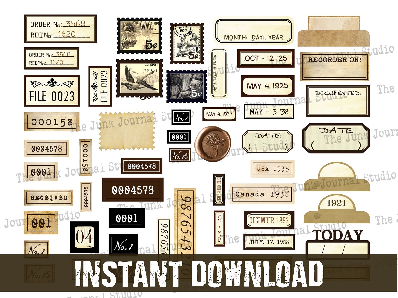 Distressed Numbers, Labels, Tickets, Tags, Flashcards, Ephemera, Junk ...