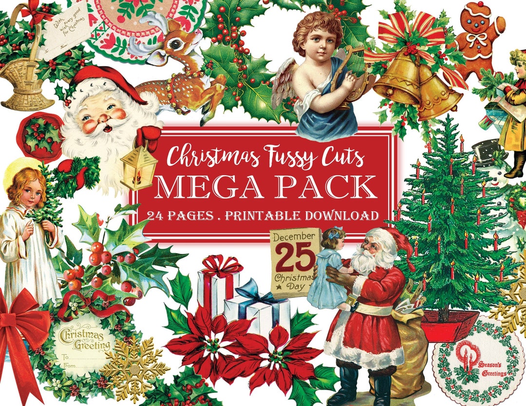 Huge Christmas Fussy Cut Mega Pack, Christmas Fussy Cuts Digital ...