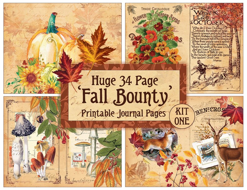 Huge Fall Junk Journal Kit Fall Bounty Journal Pages Autumn - Etsy
