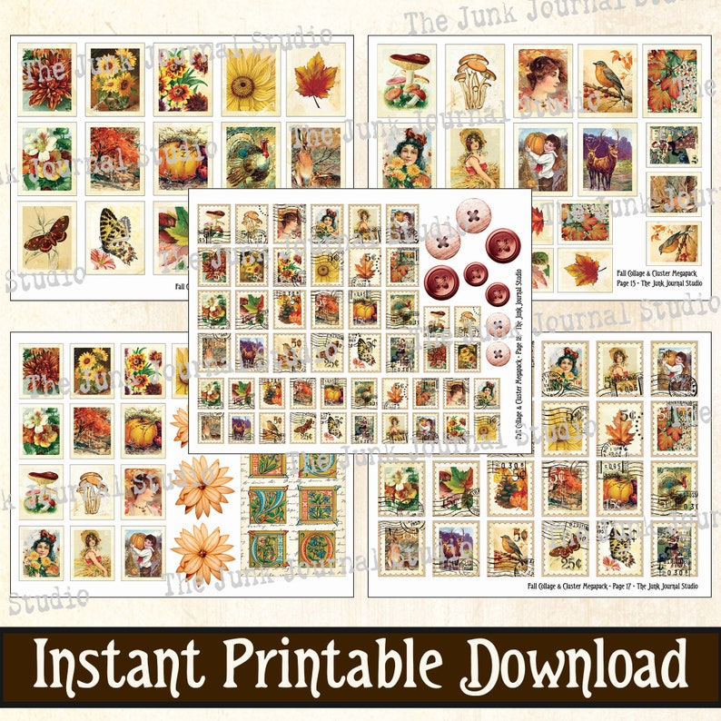 MEGA PACK FALL Collage/cluster Digital Kit, Fall Labels, Autumn Collage ...