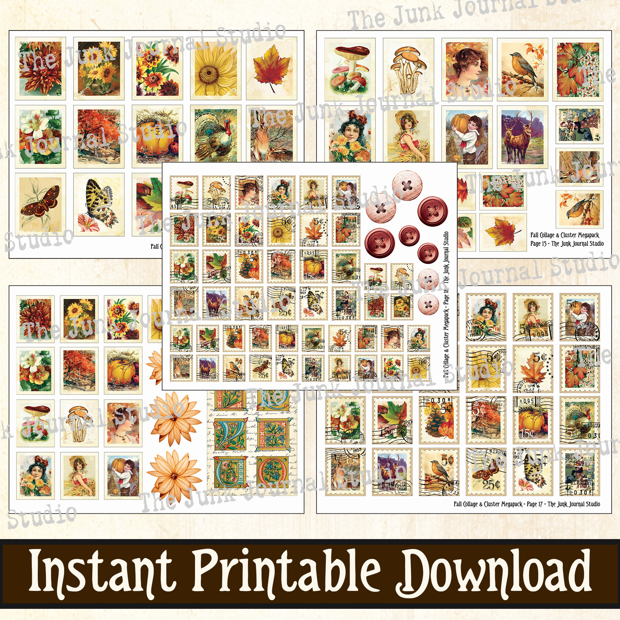 MEGA PACK FALL Collage/cluster Digital Kit, Fall Labels, Autumn Collage ...