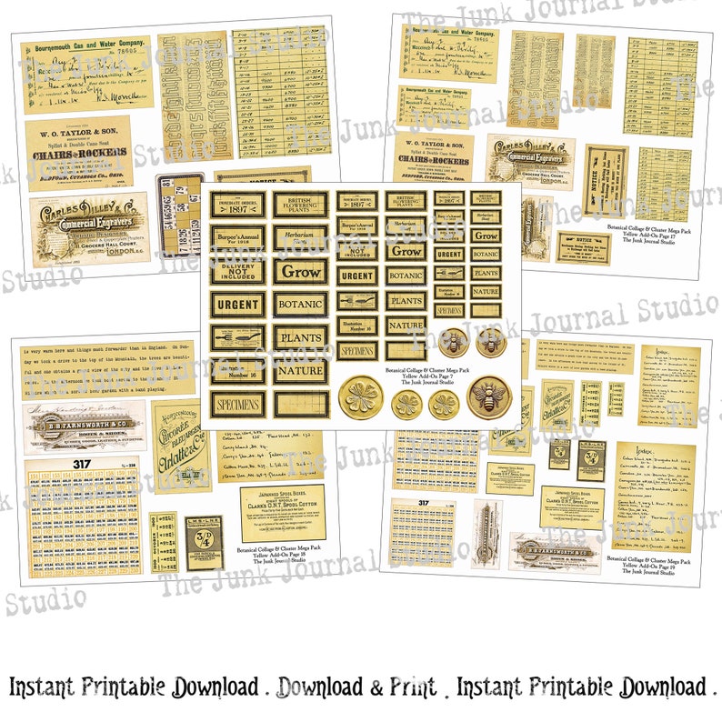 MEGAPACK - Botanical Collage Cluster Kit Series, Add-0n Yellow ...