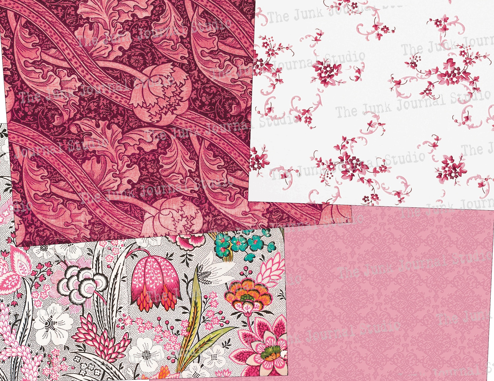 30 Page William Morris Digital Set 3 Pink Vintage Patterns - Etsy