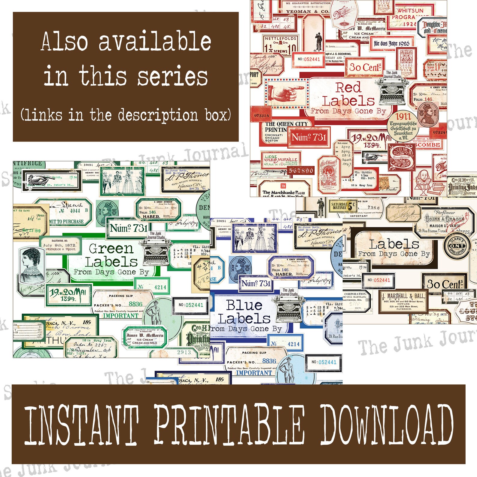 Vintage Labels Volume 2 Digital, Distressed Numbers, Labels, Ephemera ...