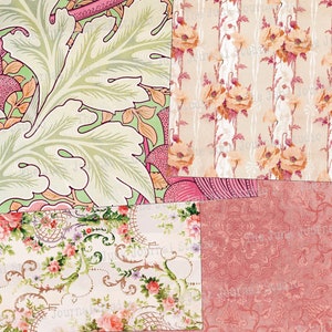 30 Page William Morris Digital Set 3 Pink, Vintage Patterns Digital ...