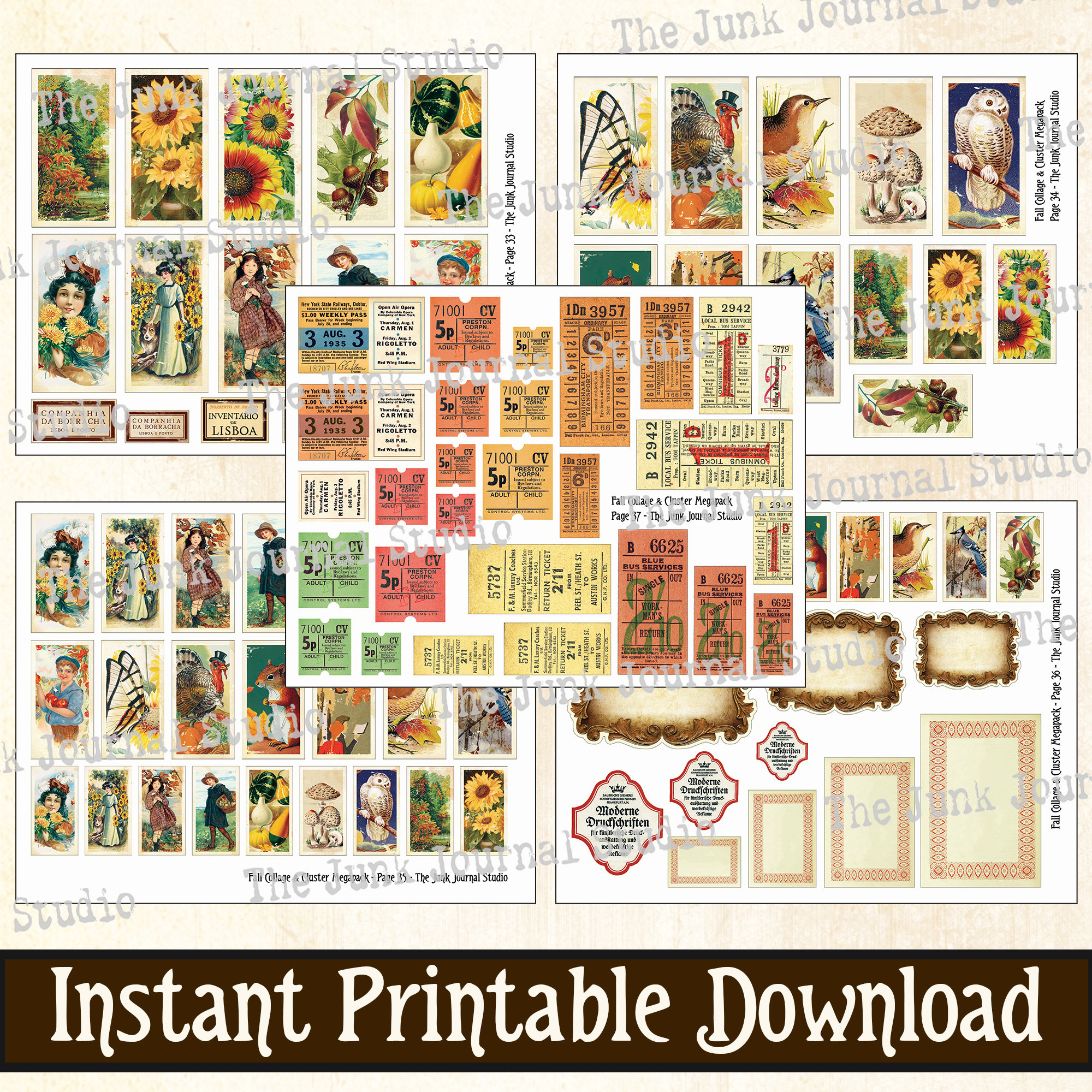 MEGA PACK FALL Collage/cluster Digital Kit, Fall Labels, Autumn Collage ...