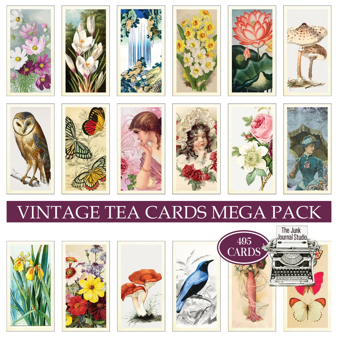 Tea Cards MEGA PACK, Faux Tea Cards, Digital Tea Cards, Vintage Tea ...