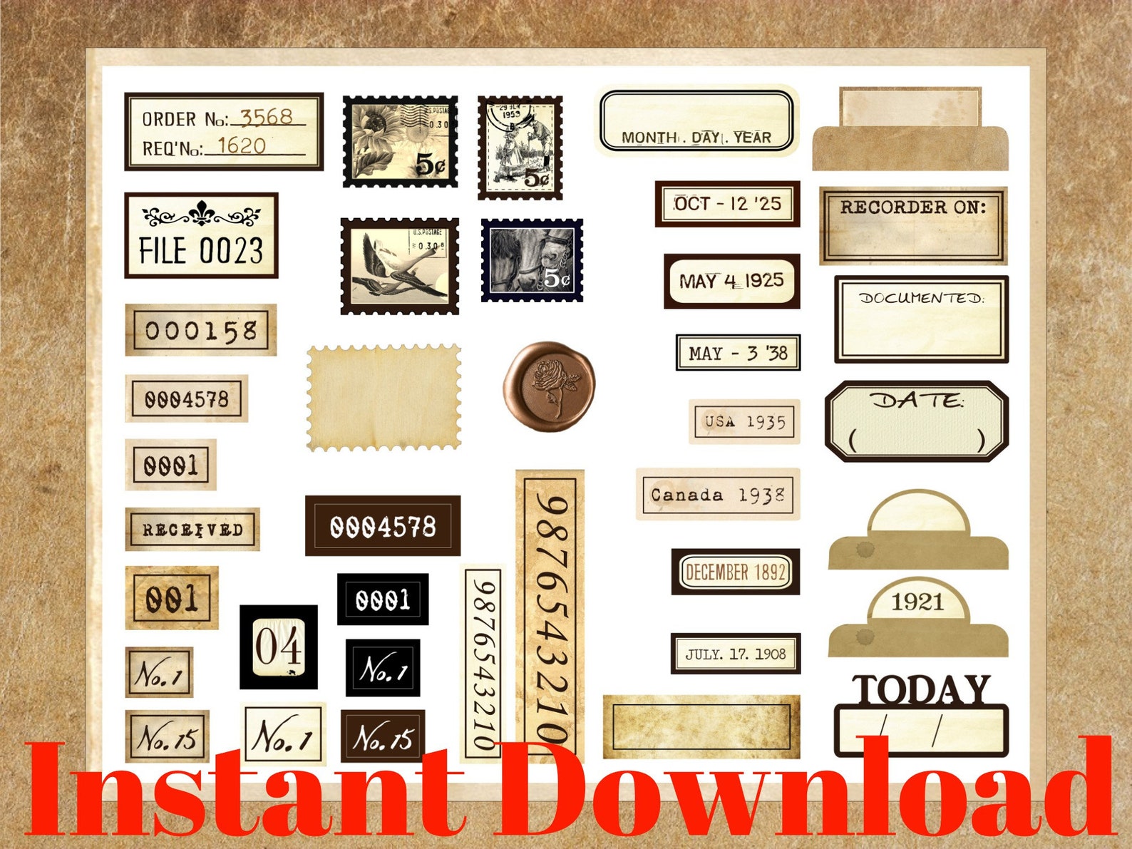 Distressed Numbers Labels Tickets Tags Flashcards | Etsy