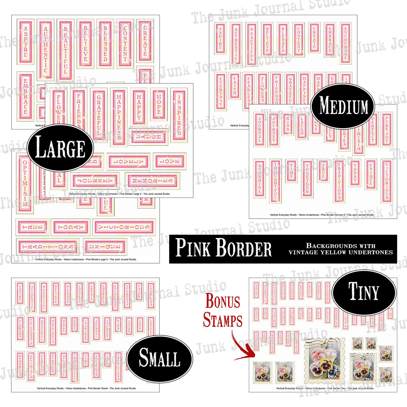 56 PAGE Vertical Everyday Words Digital, SET ONE, Vertical Words ...