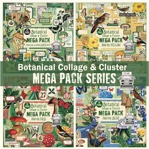 MEGA PACK - Botanical Collage Cluster Kit Series, Add-0n Red, Botanical ...