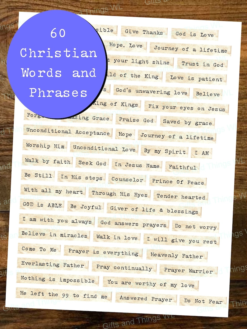 Christian Words and Phrases Christian Digital Download | Etsy
