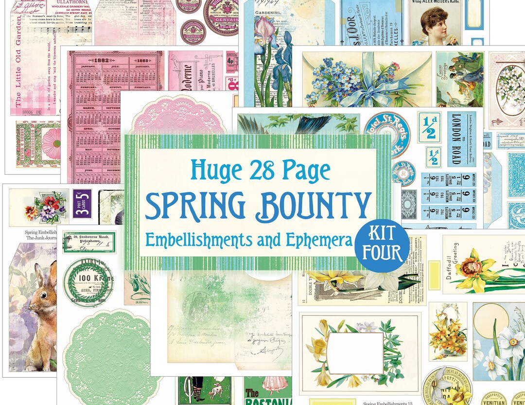 Huge Spring Bounty Kit 4, Spring Embellishments and Ephemera Digital ...