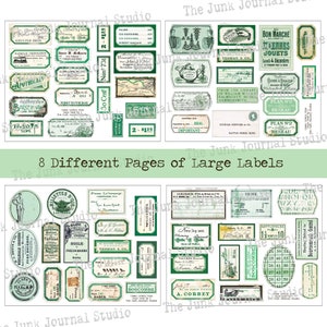 Green Vintage Labels Digital, Distressed Numbers, Green Labels, Junk ...