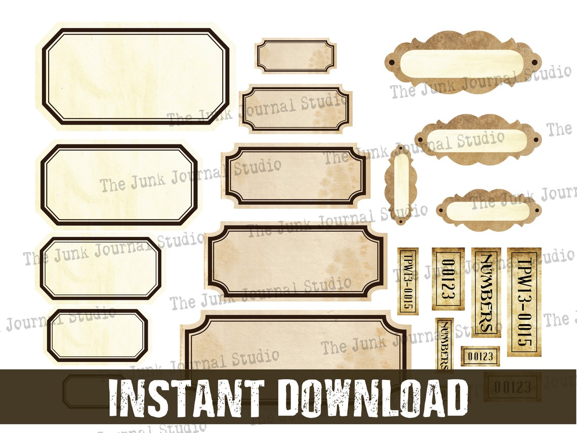 Distressed Numbers Labels Tickets Tags Flashcards - Etsy