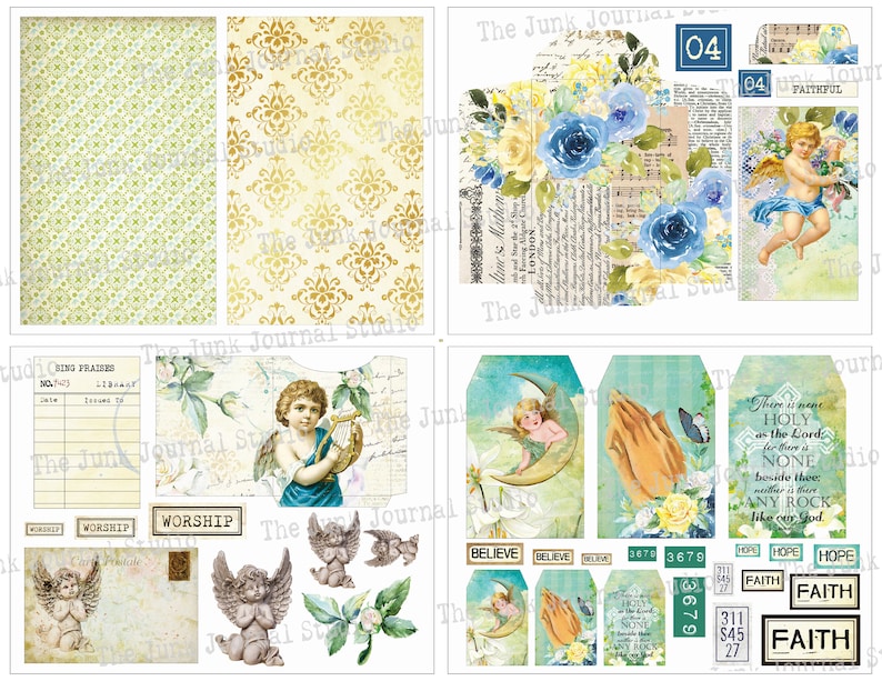 HUGE 200 Piece Faith Digital Kit, Printable Download, Ephemera ...