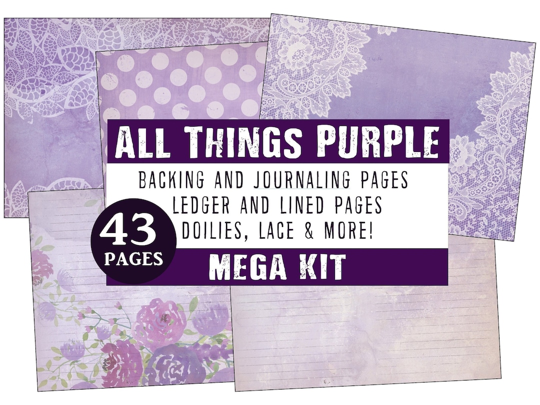43 Page Purple Mega Pack Digital, Purple Backing and Journal Pages ...