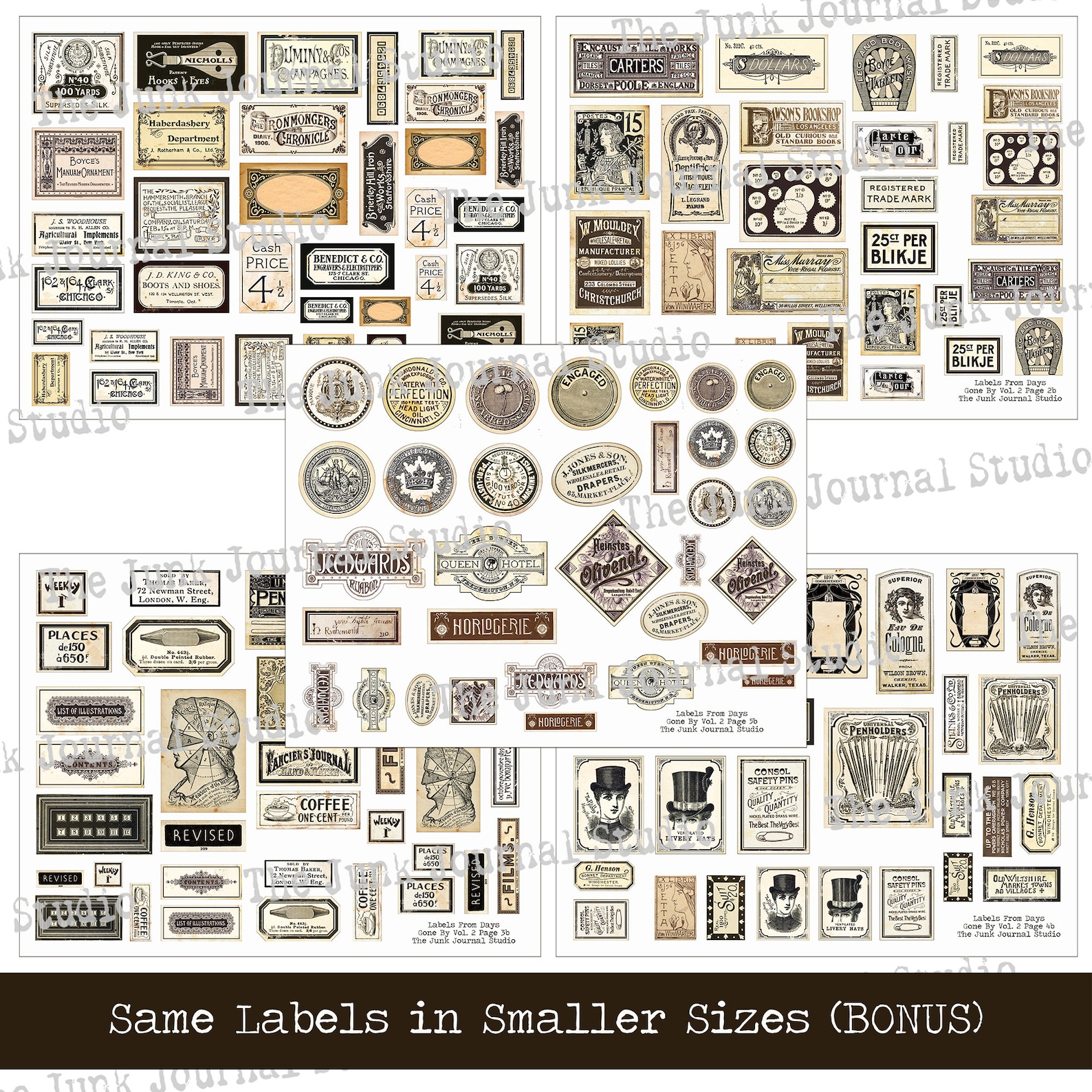 Vintage Labels Volume 2 Digital, Distressed Numbers, Labels, Ephemera ...