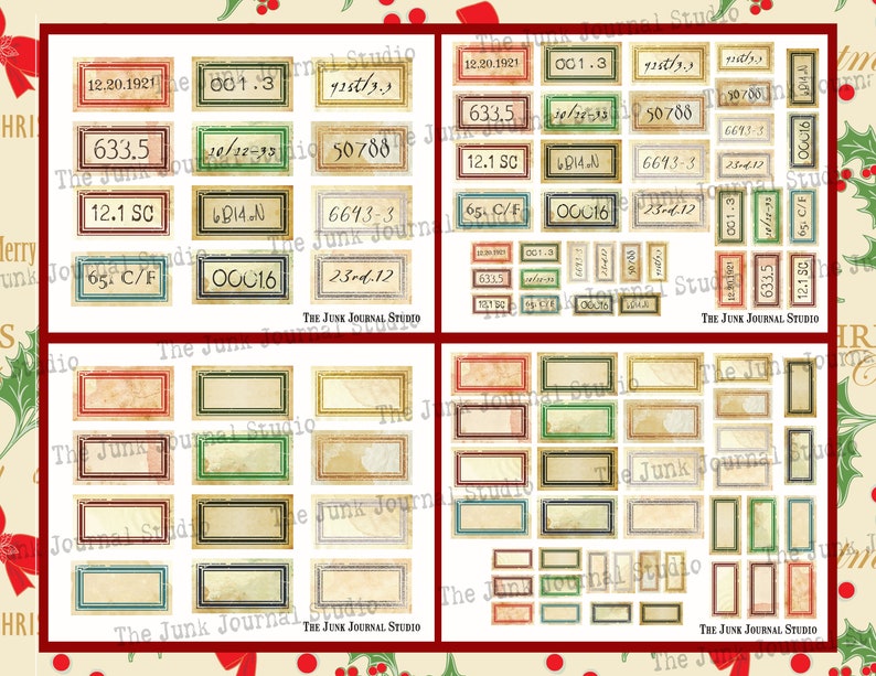 Christmas Distressed Numbers Labels Tickets Tags Ephemera - Etsy