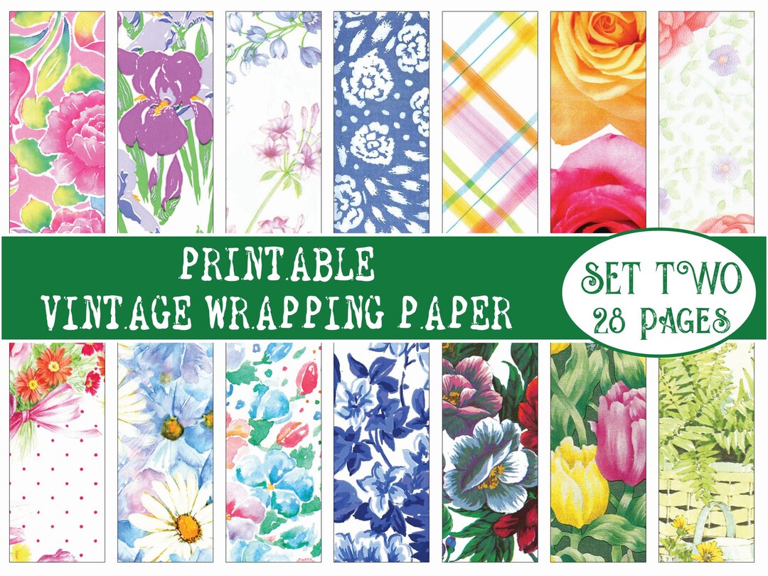 28 Page Vintage Wrapping Paper Digitals, Vintage Gift Wrap Digitals ...