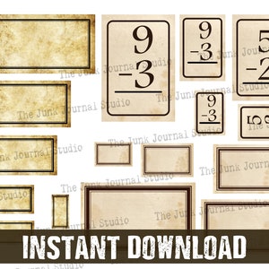 Distressed Numbers, Labels, Tickets, Tags, Flashcards, Ephemera, Junk ...