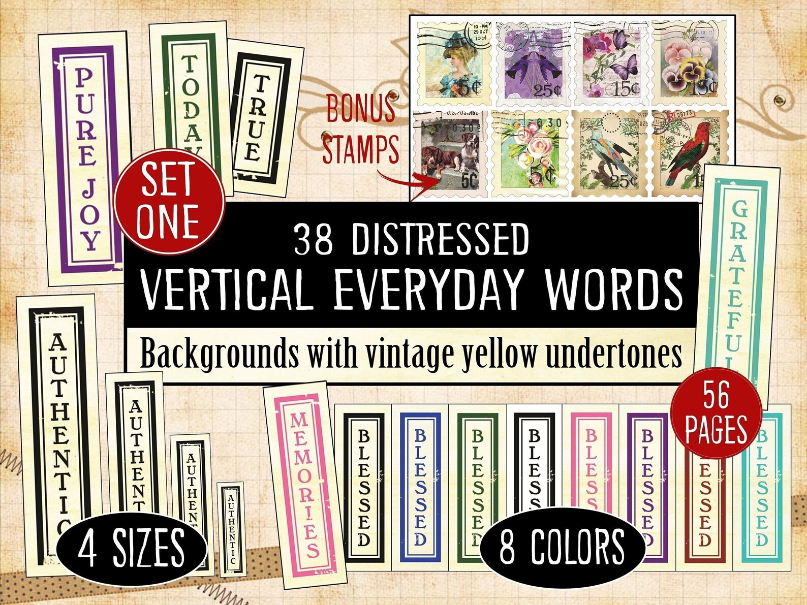56 PAGE Vertical Everyday Words Digital SET ONE Vertical - Etsy