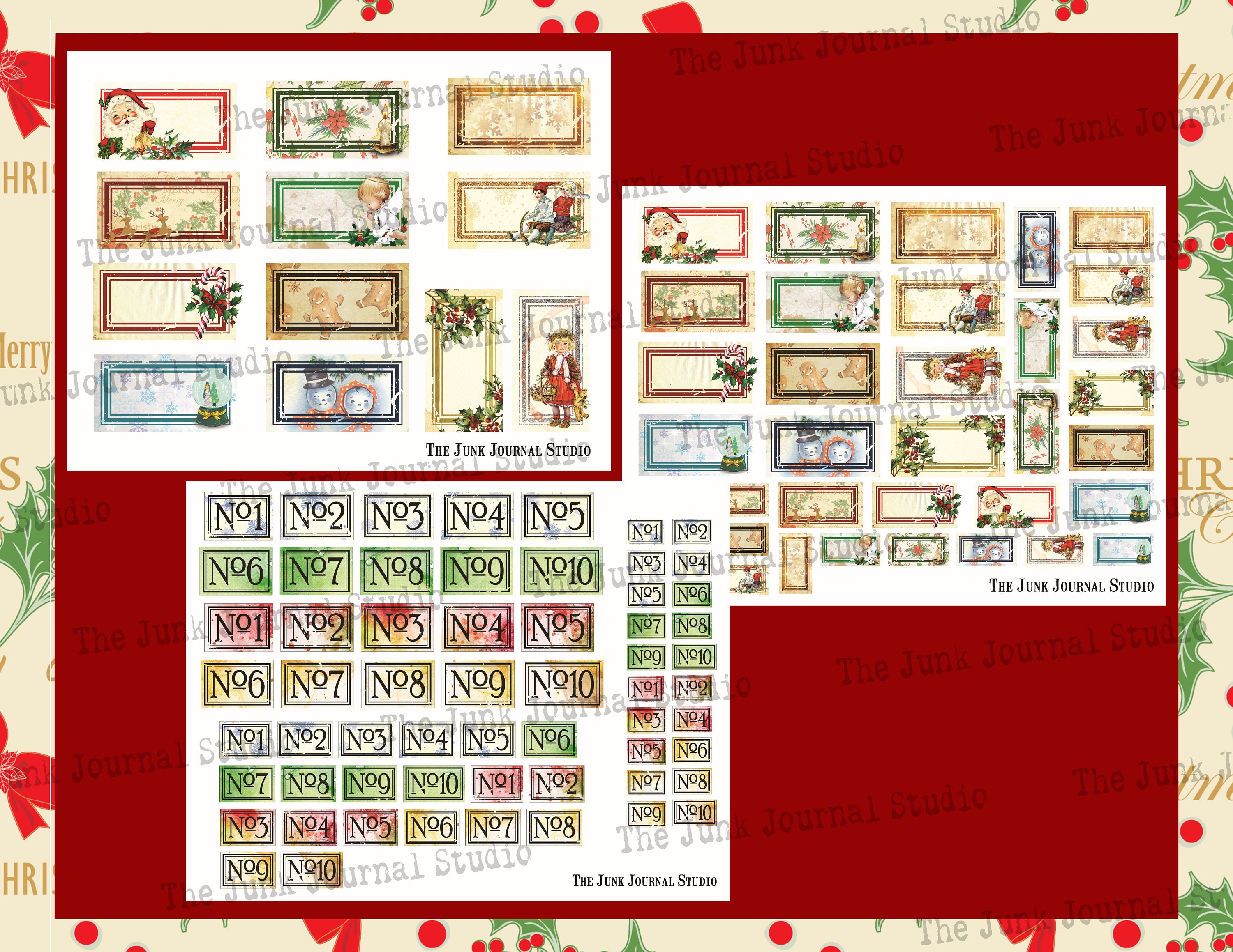 Christmas Distressed Numbers Labels Tickets Tags Ephemera - Etsy