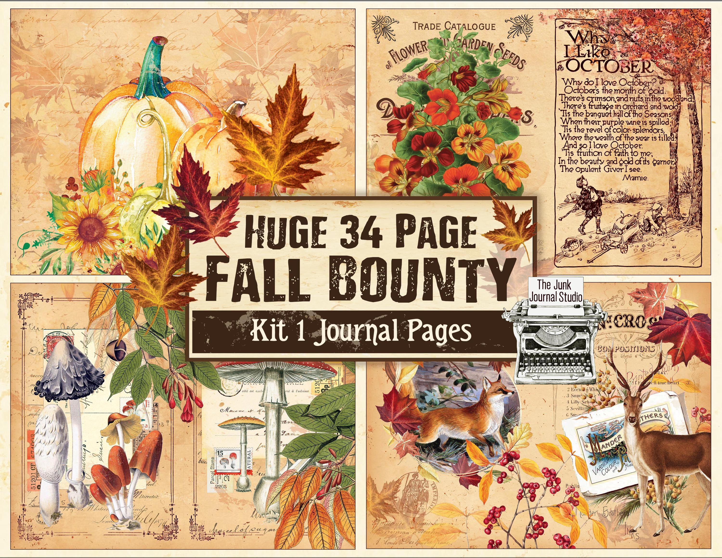 Huge Fall Junk Journal Kit, Fall Bounty Kit One Journal Pages, Autumn ...