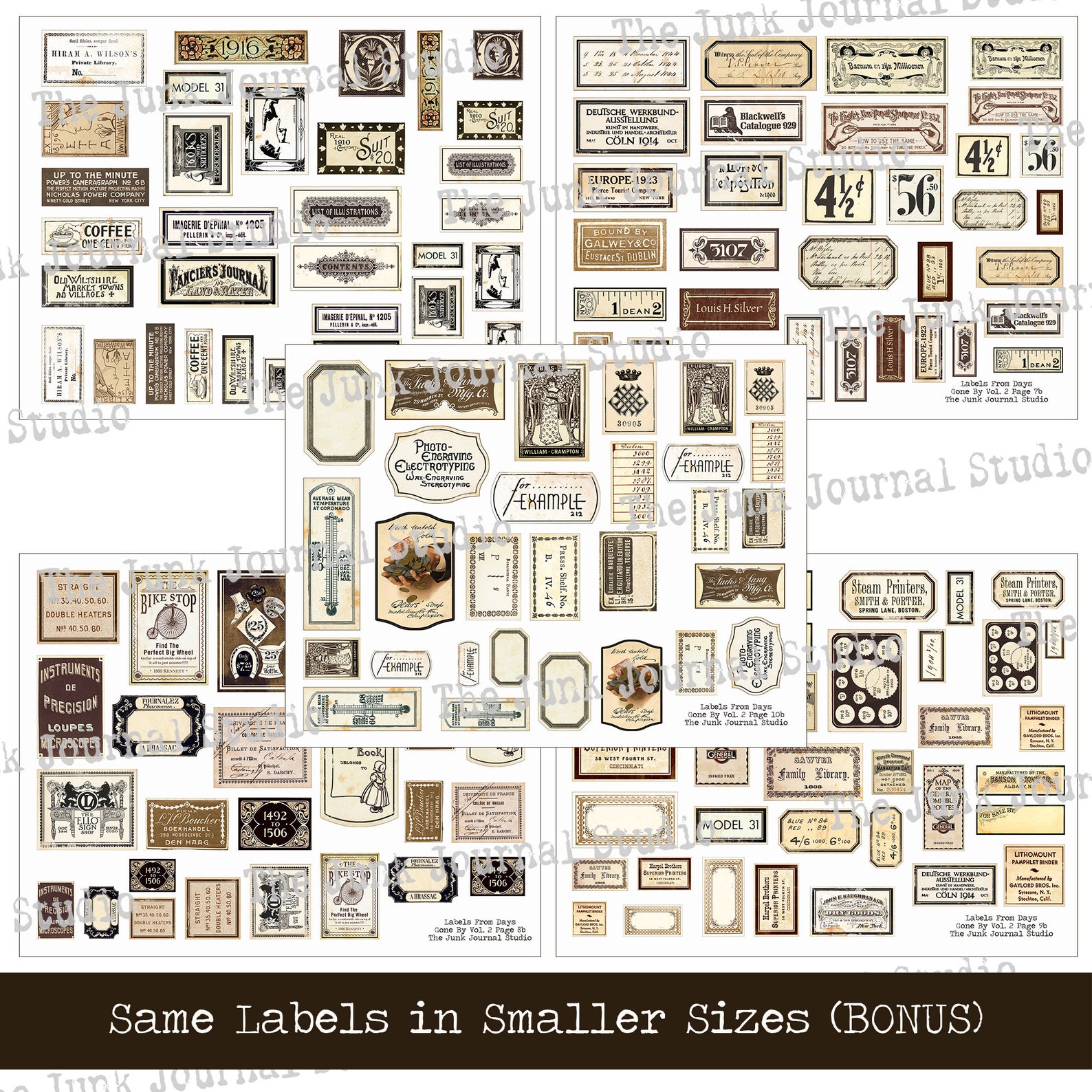 Vintage Labels Volume 2 Digital, Distressed Numbers, Labels, Ephemera ...