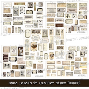 Vintage Labels Volume 2 Digital, Distressed Numbers, Labels, Ephemera ...