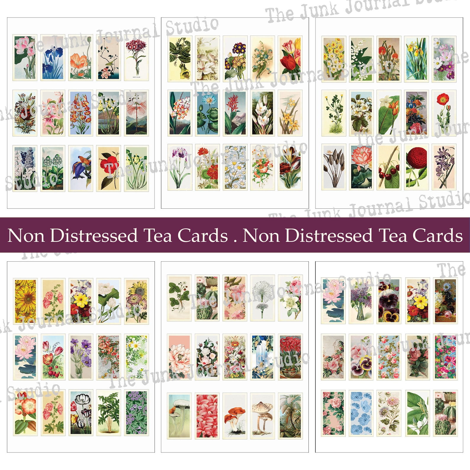 Tea Cards MEGA PACK, Faux Tea Cards, Digital Tea Cards, Vintage Tea ...