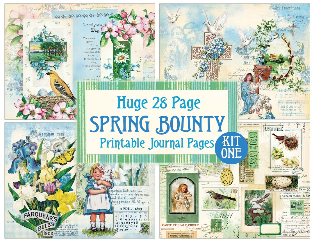Huge Spring Bounty Kit 1, Spring Journal Page, Spring Junk Journal Kit ...