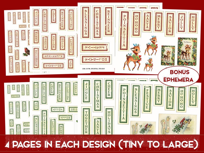 Vertical Christmas Words and Labels Christmas Words Digital - Etsy