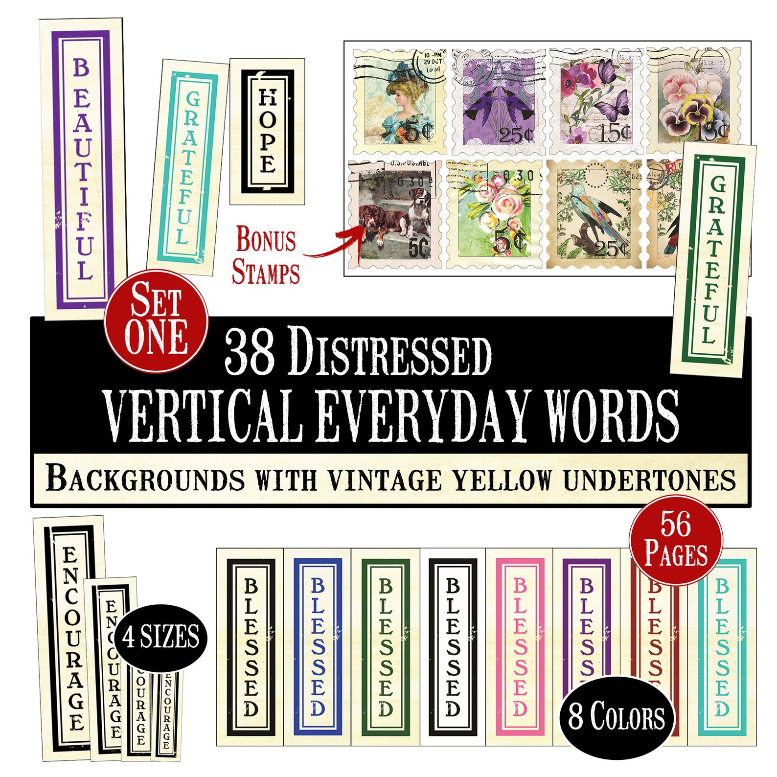 56 PAGE Vertical Everyday Words Digital, SET ONE, Vertical Words ...