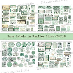 Green Vintage Labels Digital, Distressed Numbers, Green Labels, Junk ...