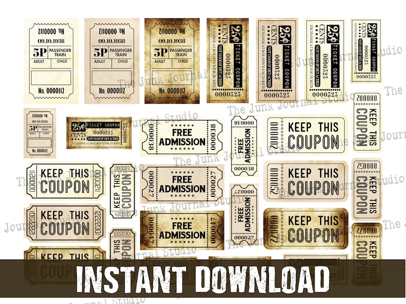 Distressed Numbers Labels Tickets Tags Flashcards - Etsy