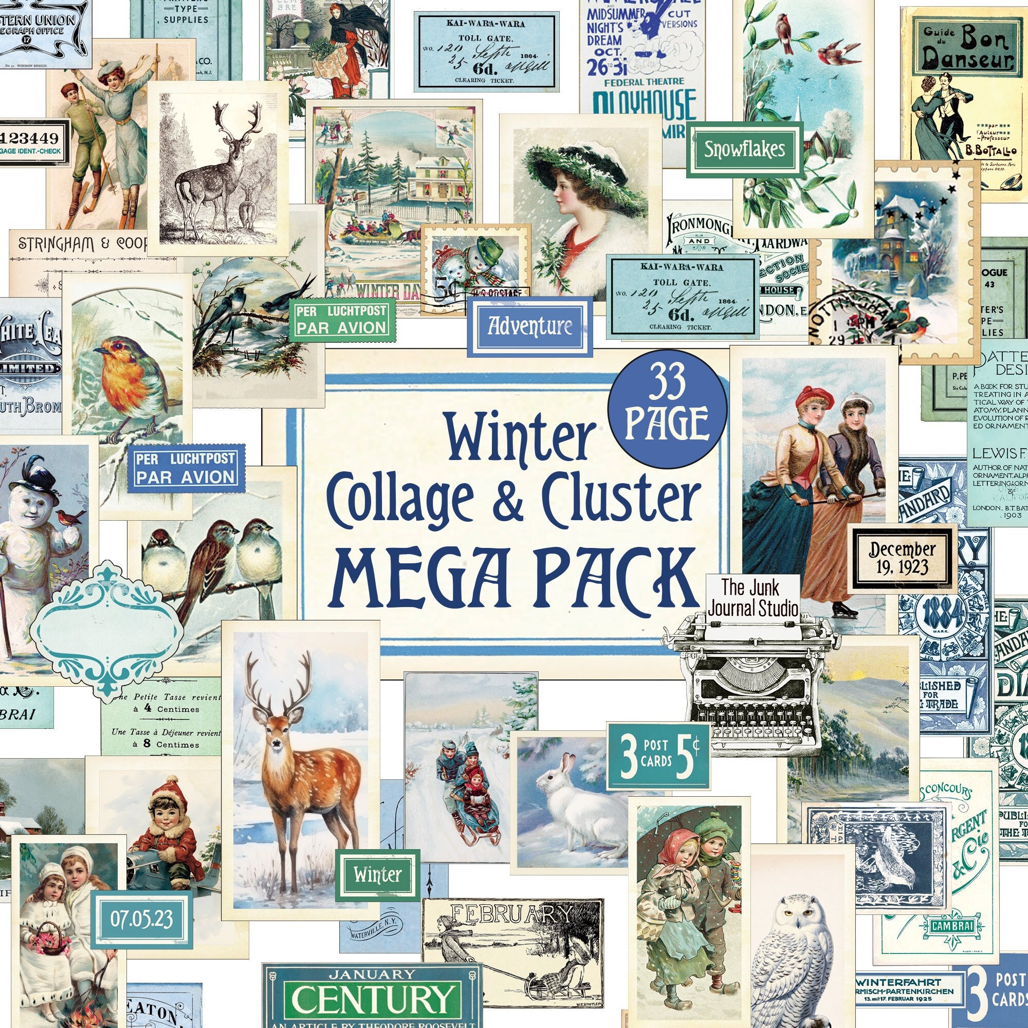 MEGAPACK Winter Collage/cluster Digital Kit, Winter Labels, Winter ...