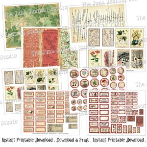 MEGA PACK - Botanical Collage Cluster Kit Series, Add-0n Red, Botanical ...