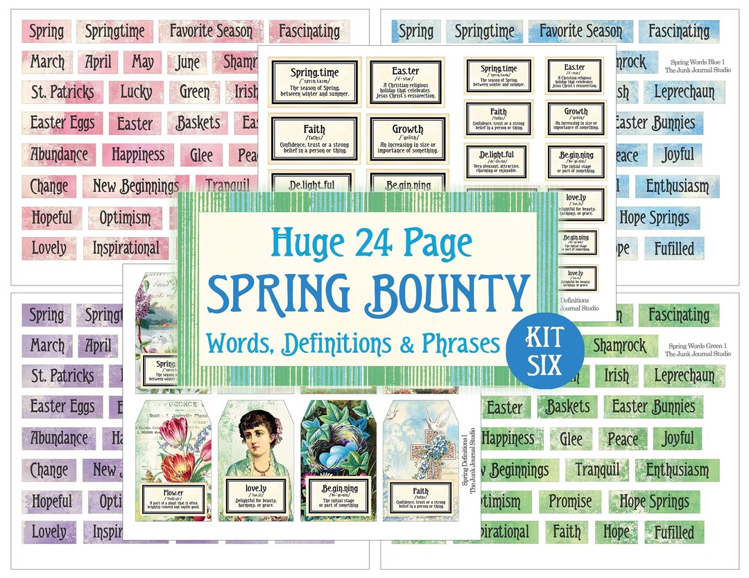 Huge Spring Bounty Kit 6 Spring Words Definitions and - Etsy