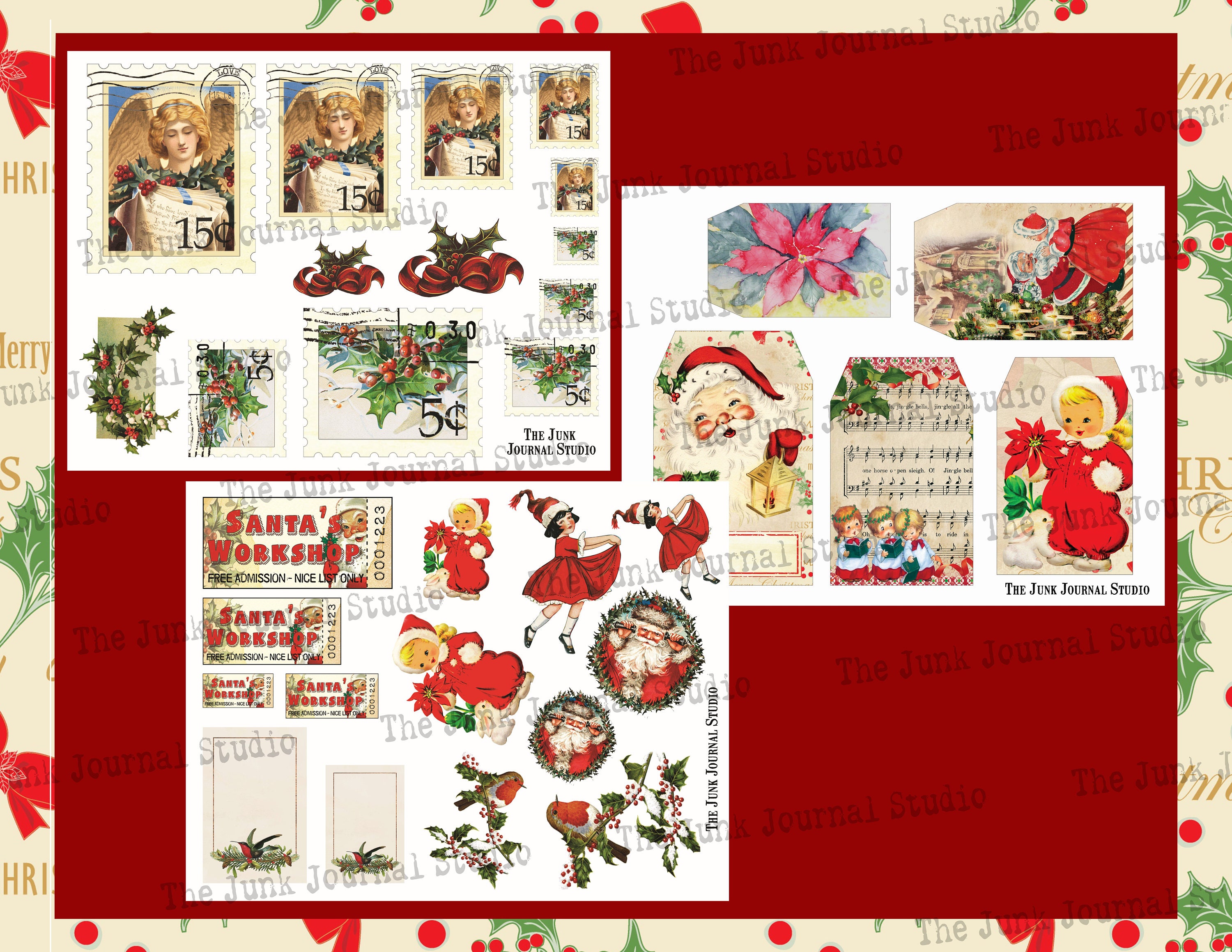 Christmas Distressed Numbers Labels Tickets Tags Ephemera - Etsy