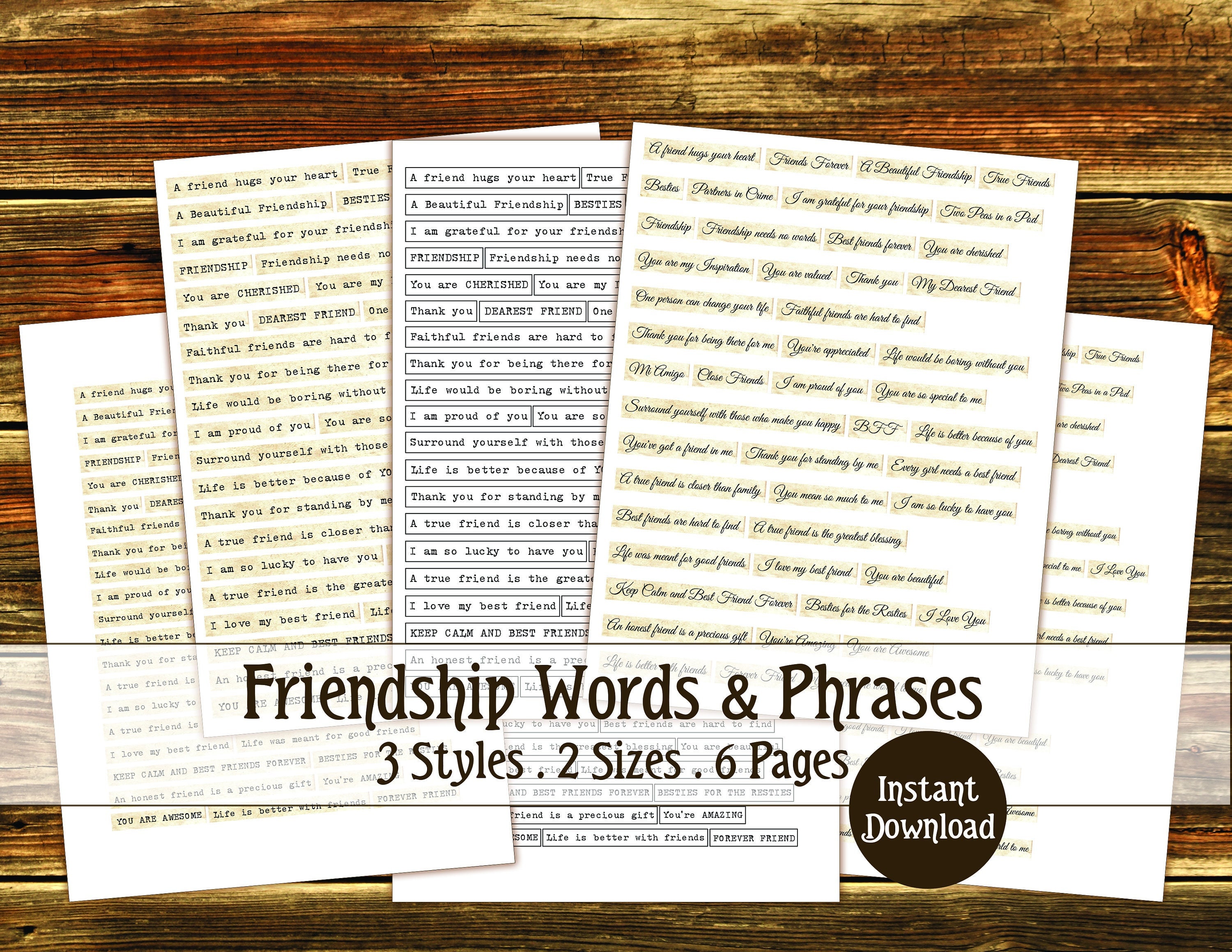 Friendship Words and Phrases Friendship Digital Digital - Etsy