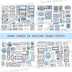 Blue Vintage Labels Digital, Distressed Numbers, Blue Labels, Ephemera ...