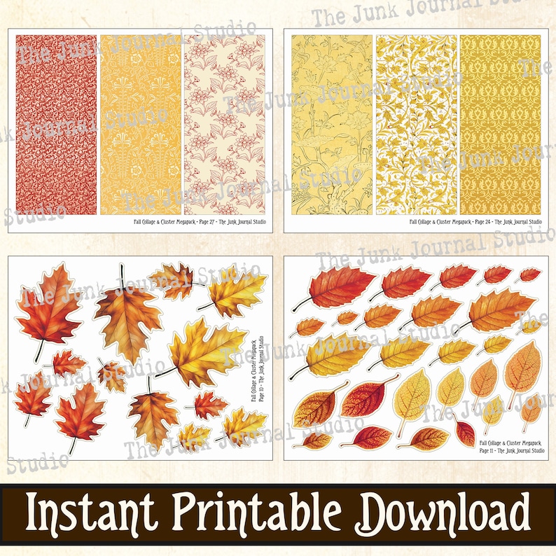 MEGA PACK FALL Collage/cluster Digital Kit, Fall Labels, Autumn Collage ...