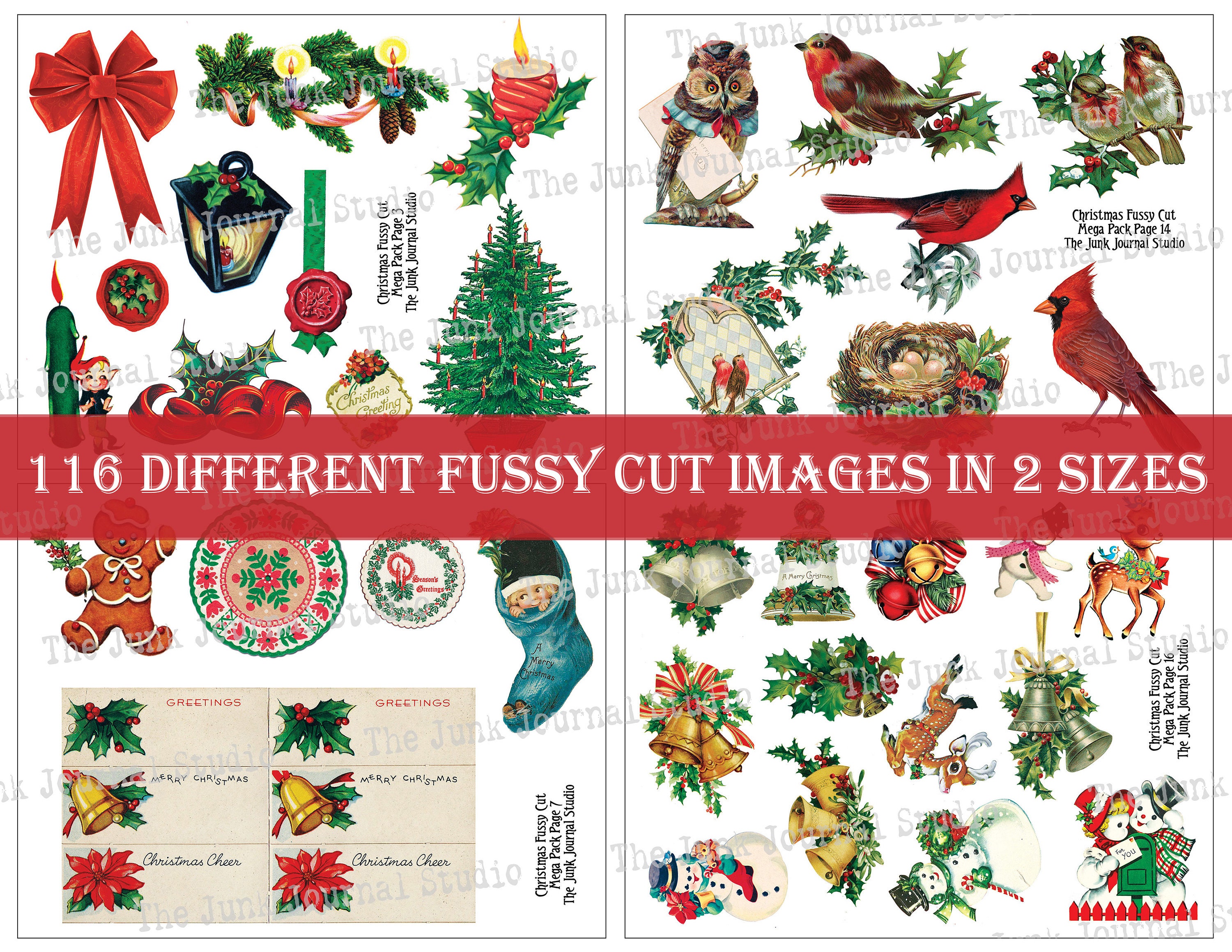 Huge Christmas Fussy Cut Mega Pack, Christmas Fussy Cuts Digital ...