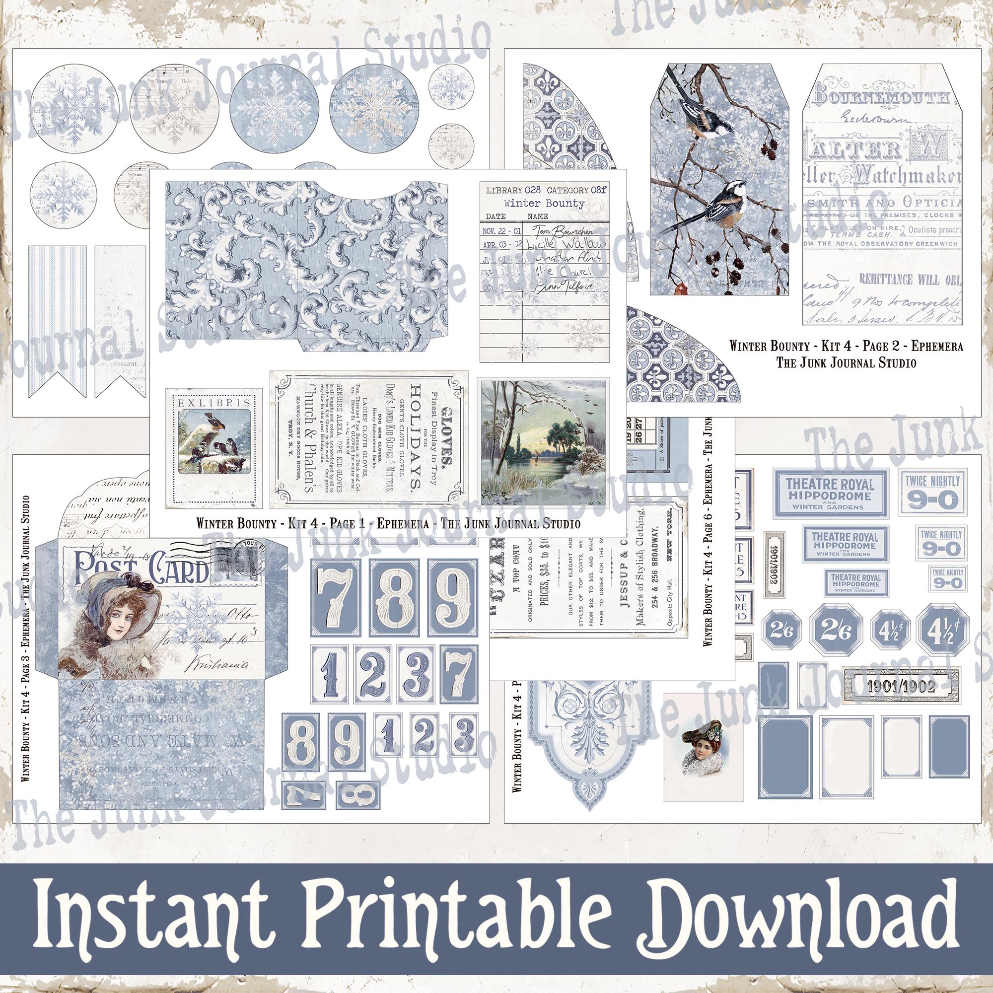 Huge Winter Junk Journal Kit 4, Winter Bounty Kit 4 Ephemera, Winter ...