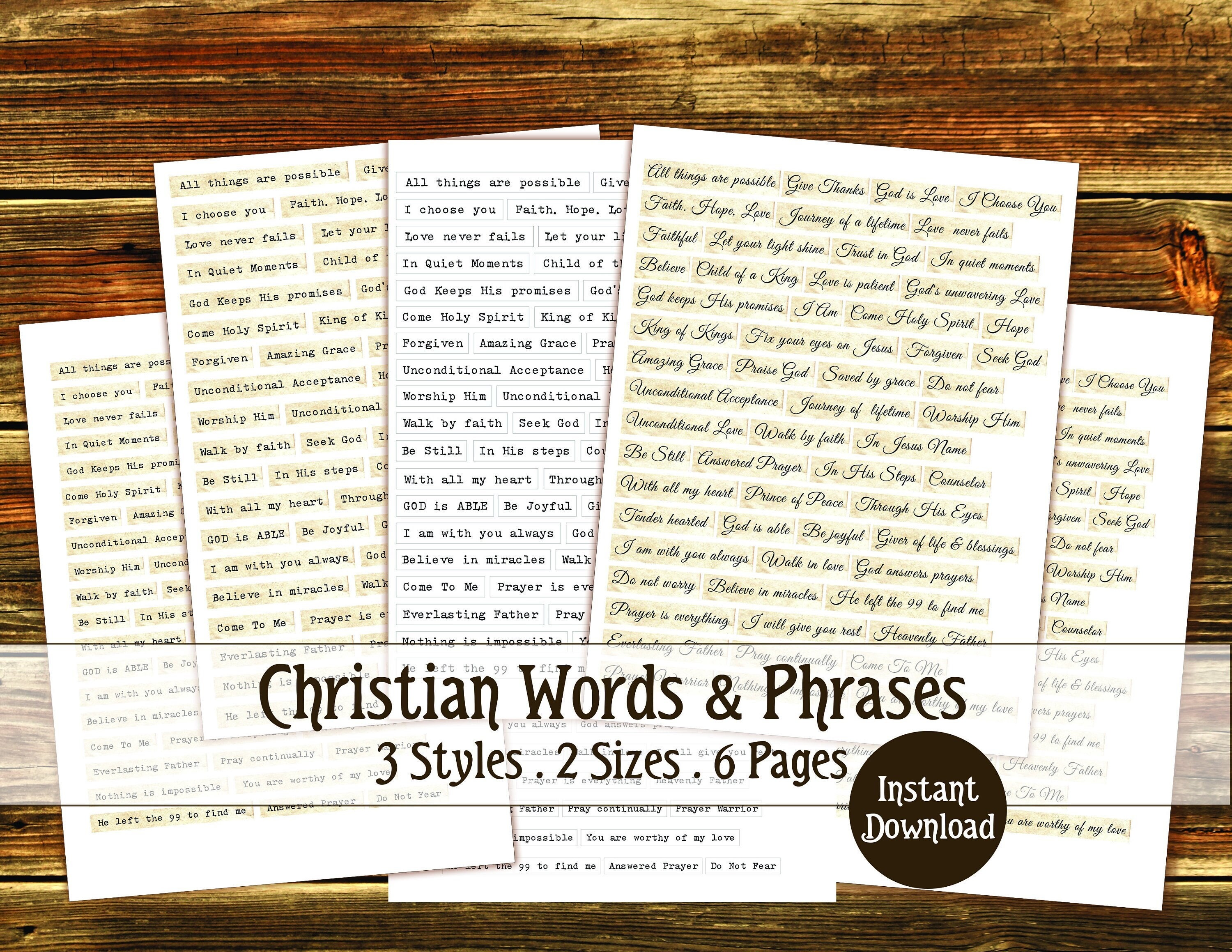 Christian Words and Phrases Christian Digital Download - Etsy